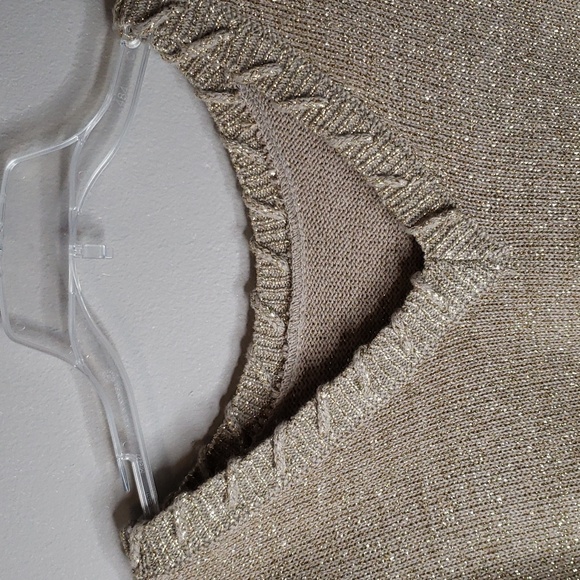 Vintage | Sweaters | Vintage Shenanigans Crochet Knit Gold Sparkle ...